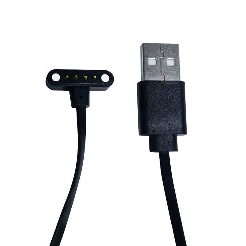 Custom 4 pin Pogo Pin Black Magnetic Charging Data USB Charger Cable ...
